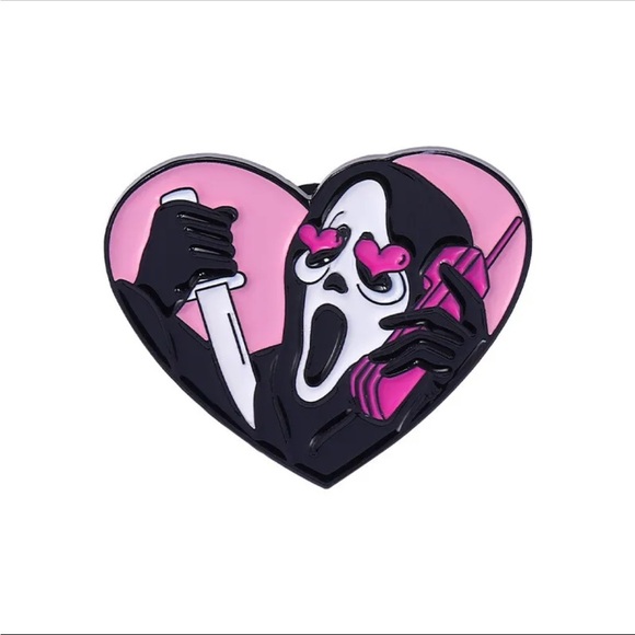 Jewelry | Kawaii Y2k Scream Ghostface Valentine Enamel Pin Pink Black ...